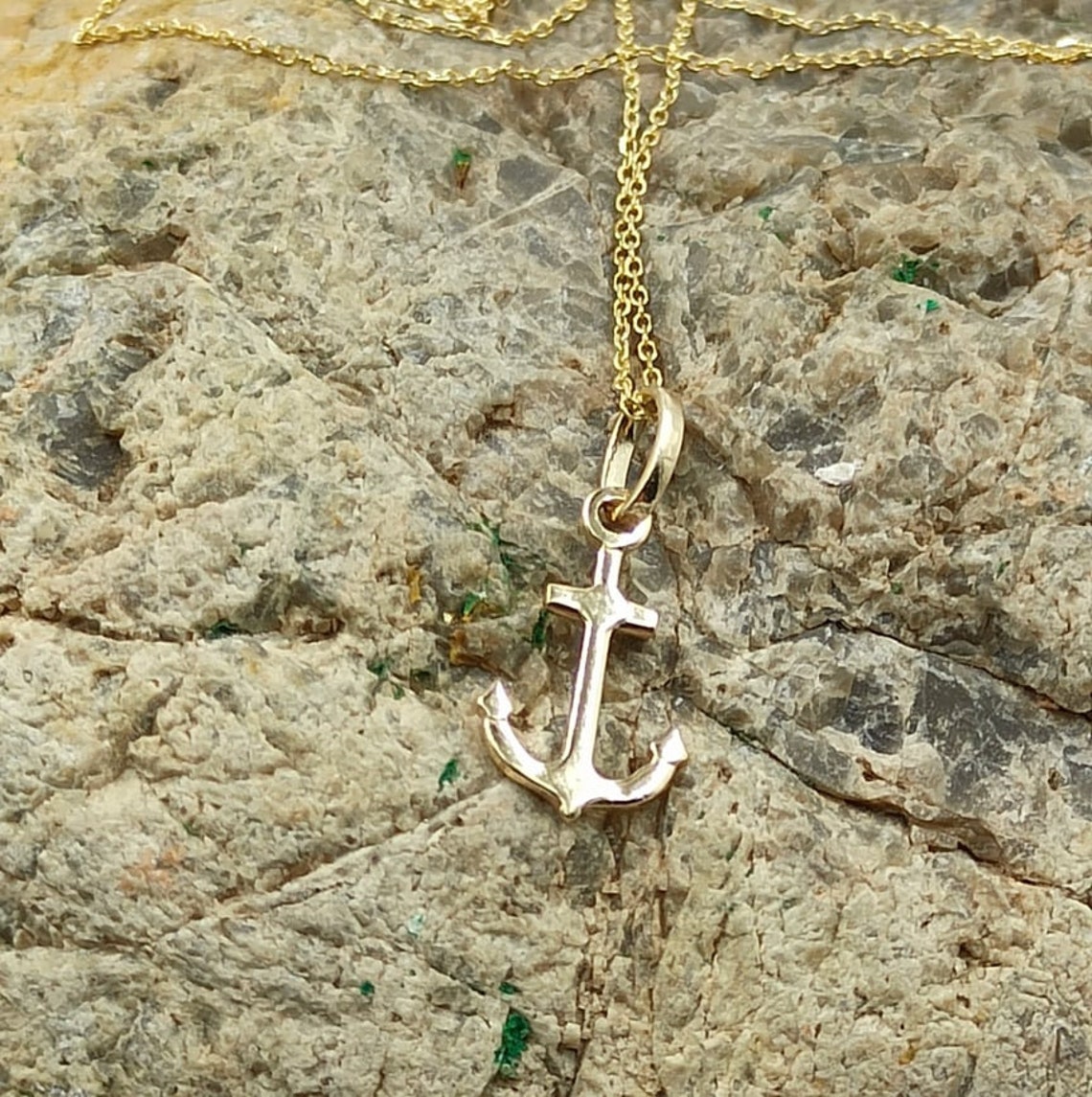 Anchor Necklace Solid Gold 14k,dainty Anchor,gift for Best Friend ...