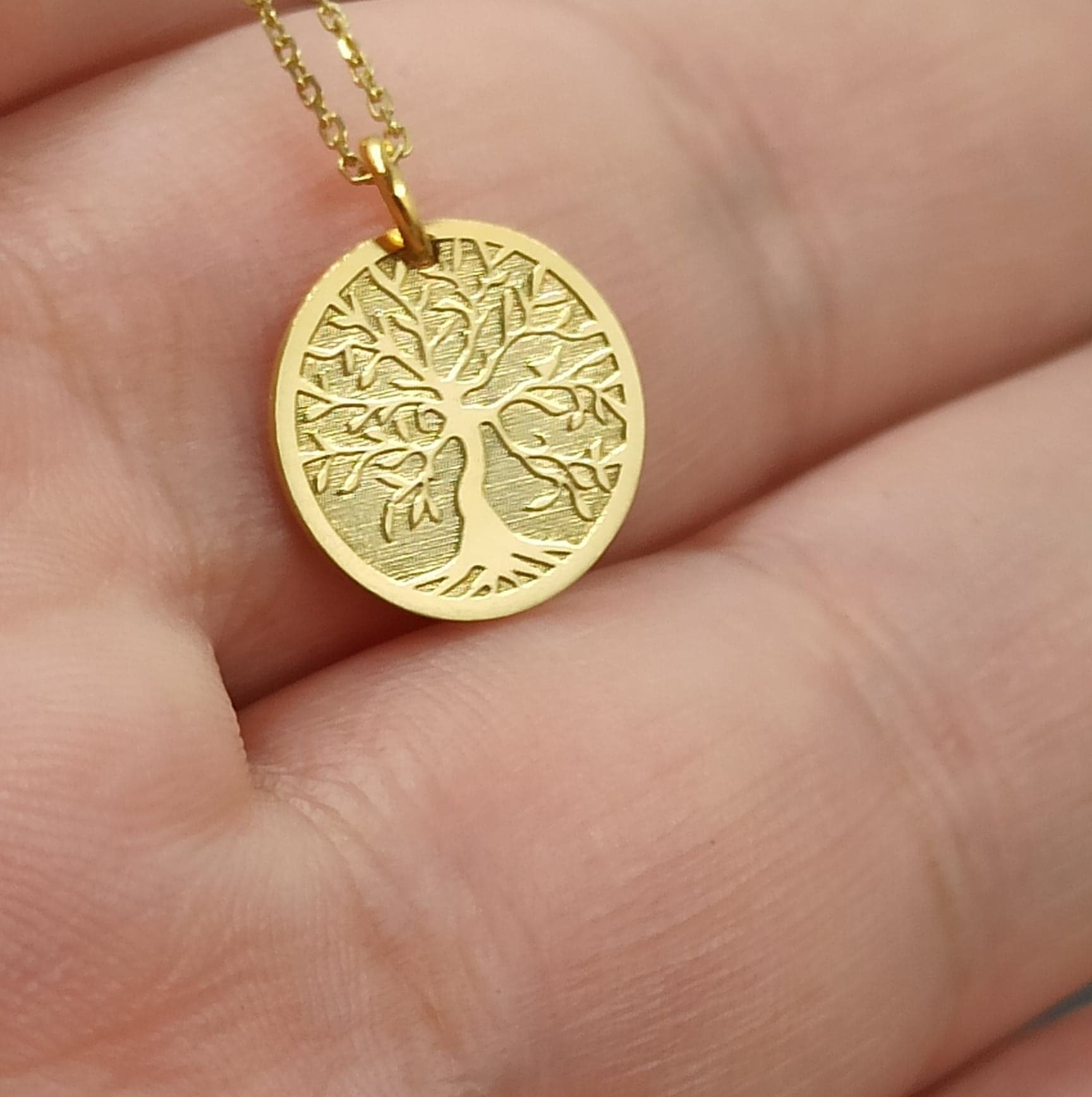 Tree of life solid gold 14kdainty tree of Lifenecklace for | Etsy