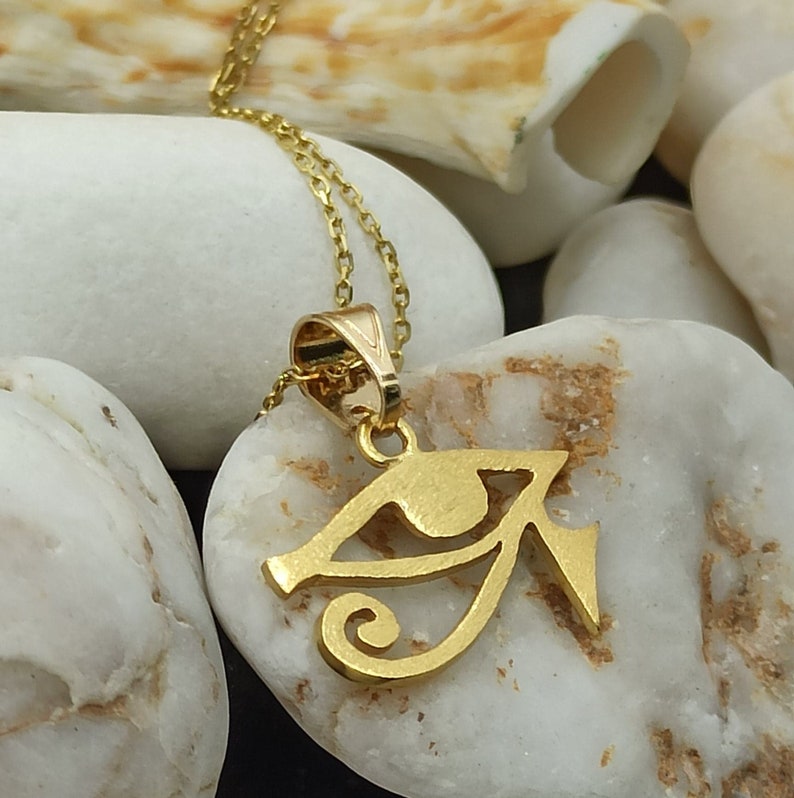 Eye of Ra Necklace Solid Gold 14kegyptian Symbols - Etsy