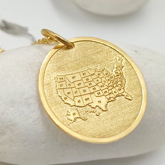 Dainty Map of America Solid Gold 14k Dainty Map Usa - Etsy