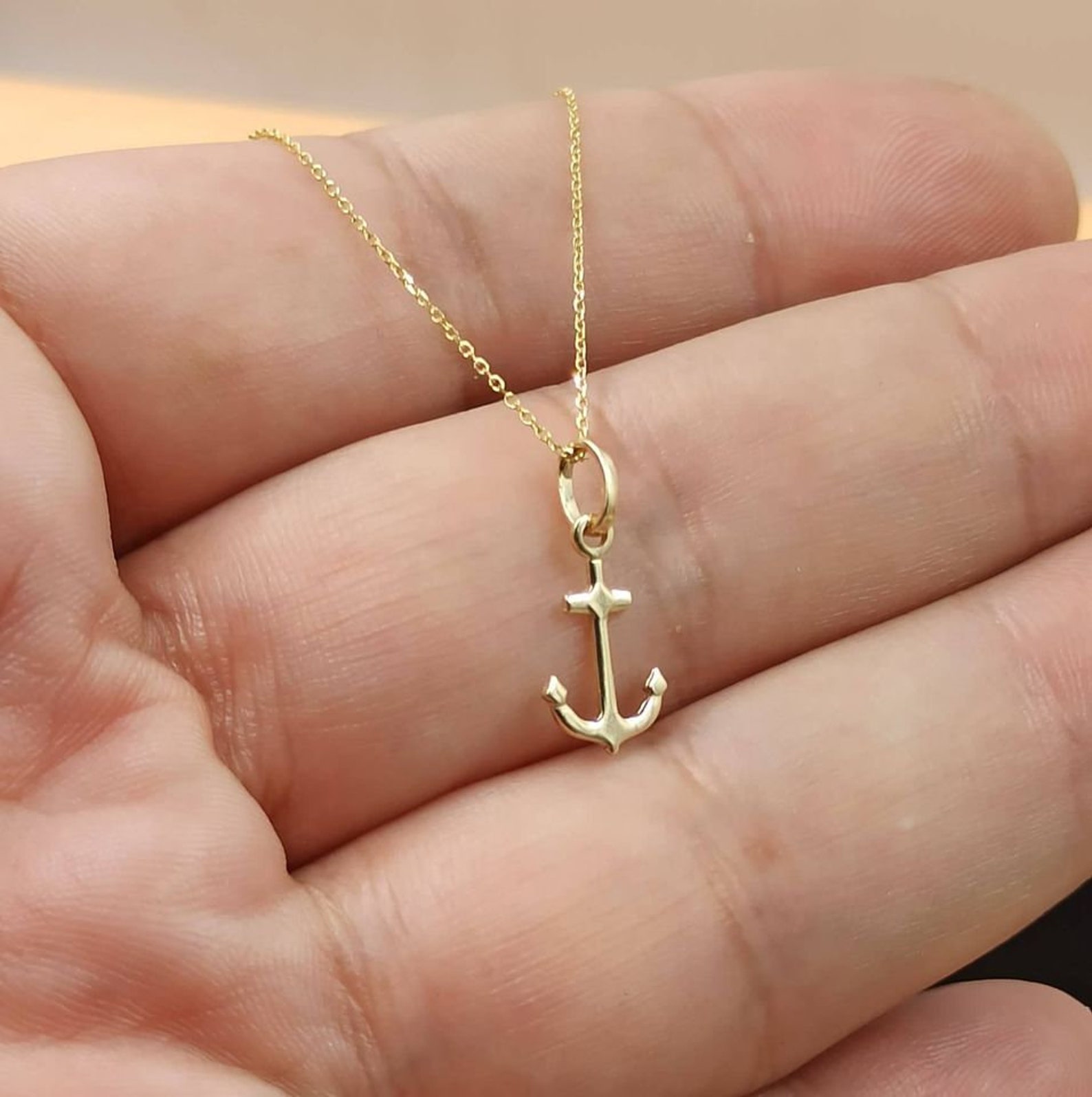 Anchor Necklace Solid Gold 14k,dainty Anchor,gift for Best Friend ...