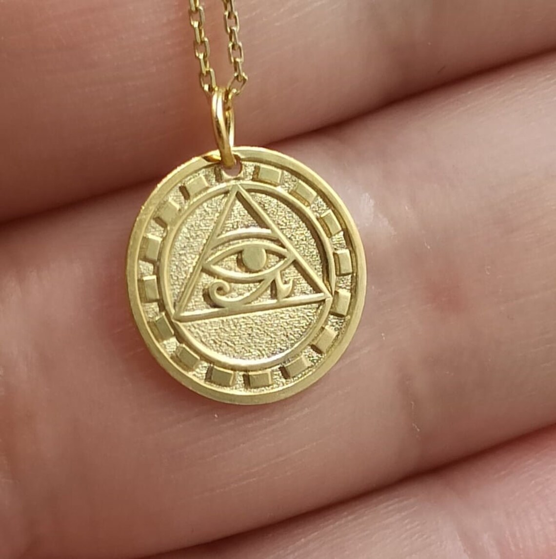 Eye of Ra Necklace Solid Gold 14kegyptian Symbols - Etsy