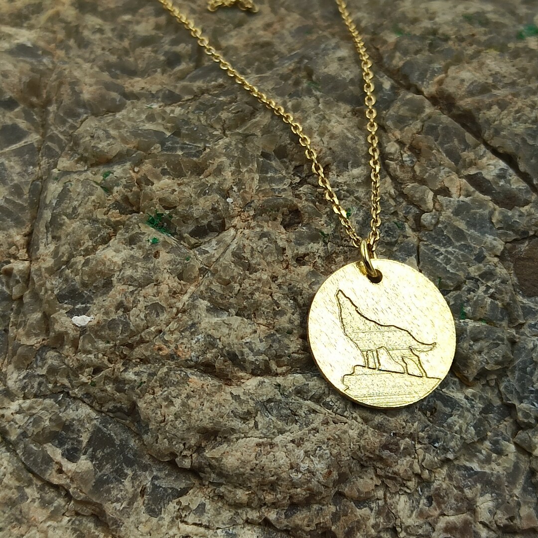 Dainty Wolf Necklace Solid Gold 14k, Wolf Lover Necklace, Night ...