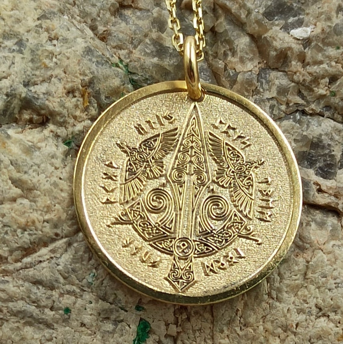 Gungnir Solid Gold 14k, Gungnir Necklace, Magical Spear of Odin ...