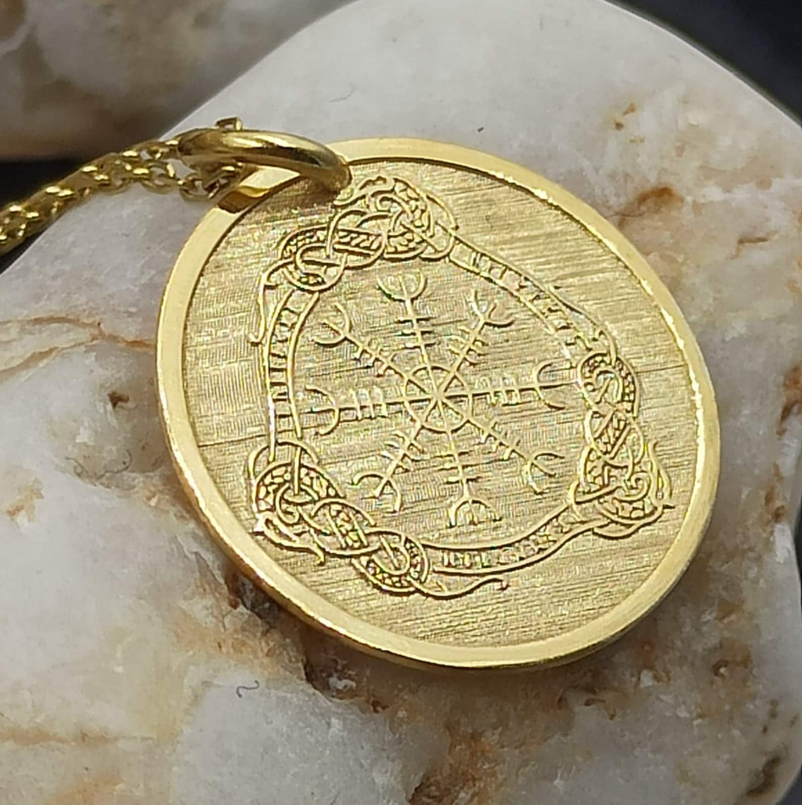 Aegishjalmur Viking Solid Gold 14k Vikings Symbols Symbols - Etsy