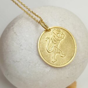 14k Solid Gold Puma Necklace, Pesronalized Puma Pendant, Panther Coin ...