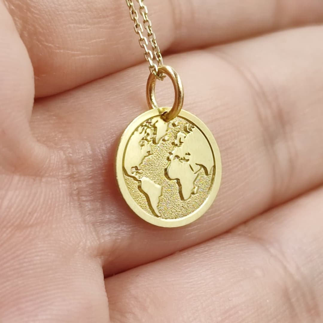World Map Necklace Travel Necklace Gold 14k,dainty Necklace Map World ...