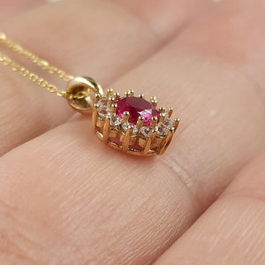 Ruby Necklace Solid Gold 14k, Ruby Pendant Necklace, Real Ruby Jewelry ...