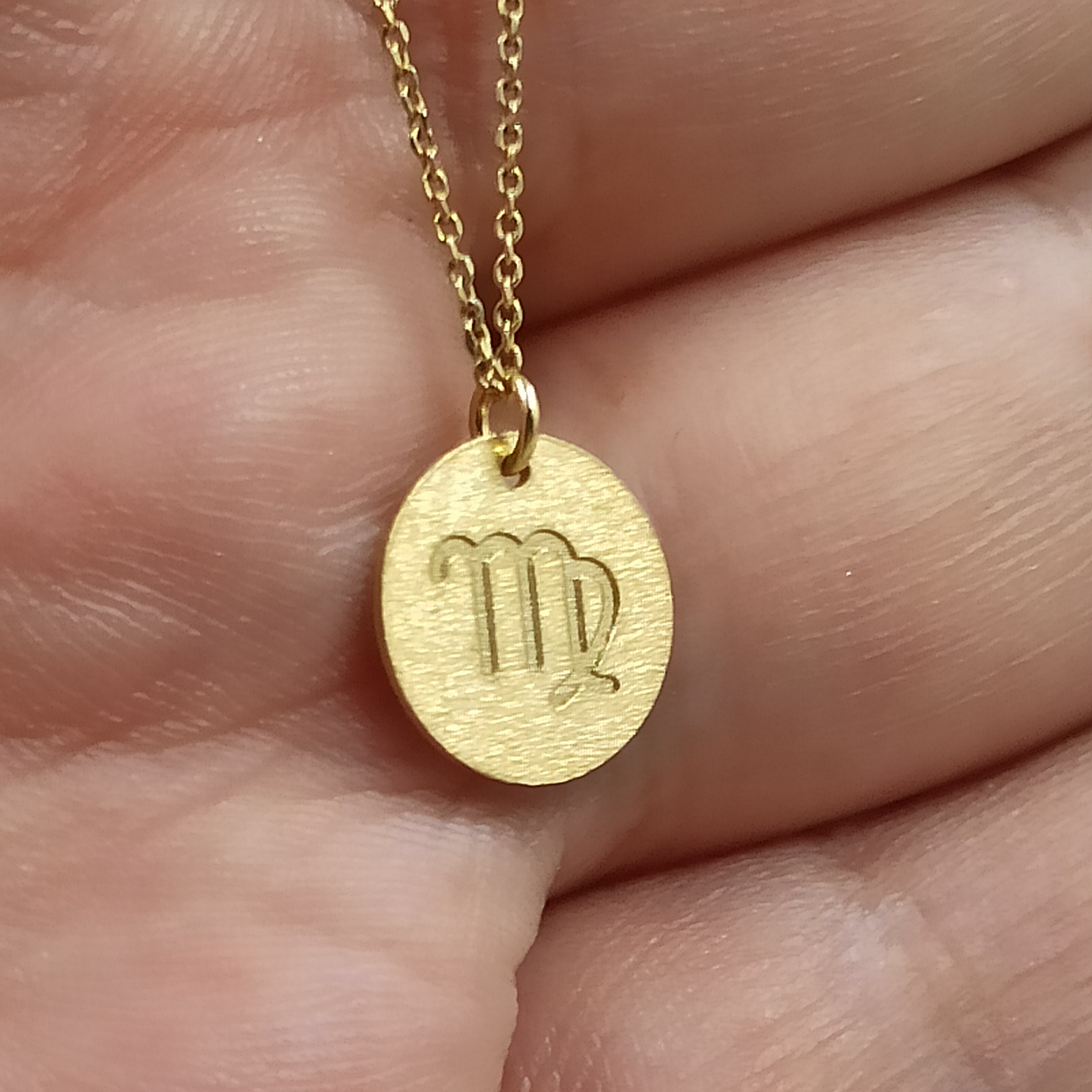 Dainty Virgo zodiac necklace solid gold 14kvirgo | Etsy