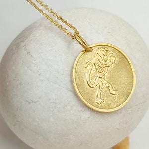 14k Solid Gold Puma Necklace, Pesronalized Puma Pendant, Panther Coin ...