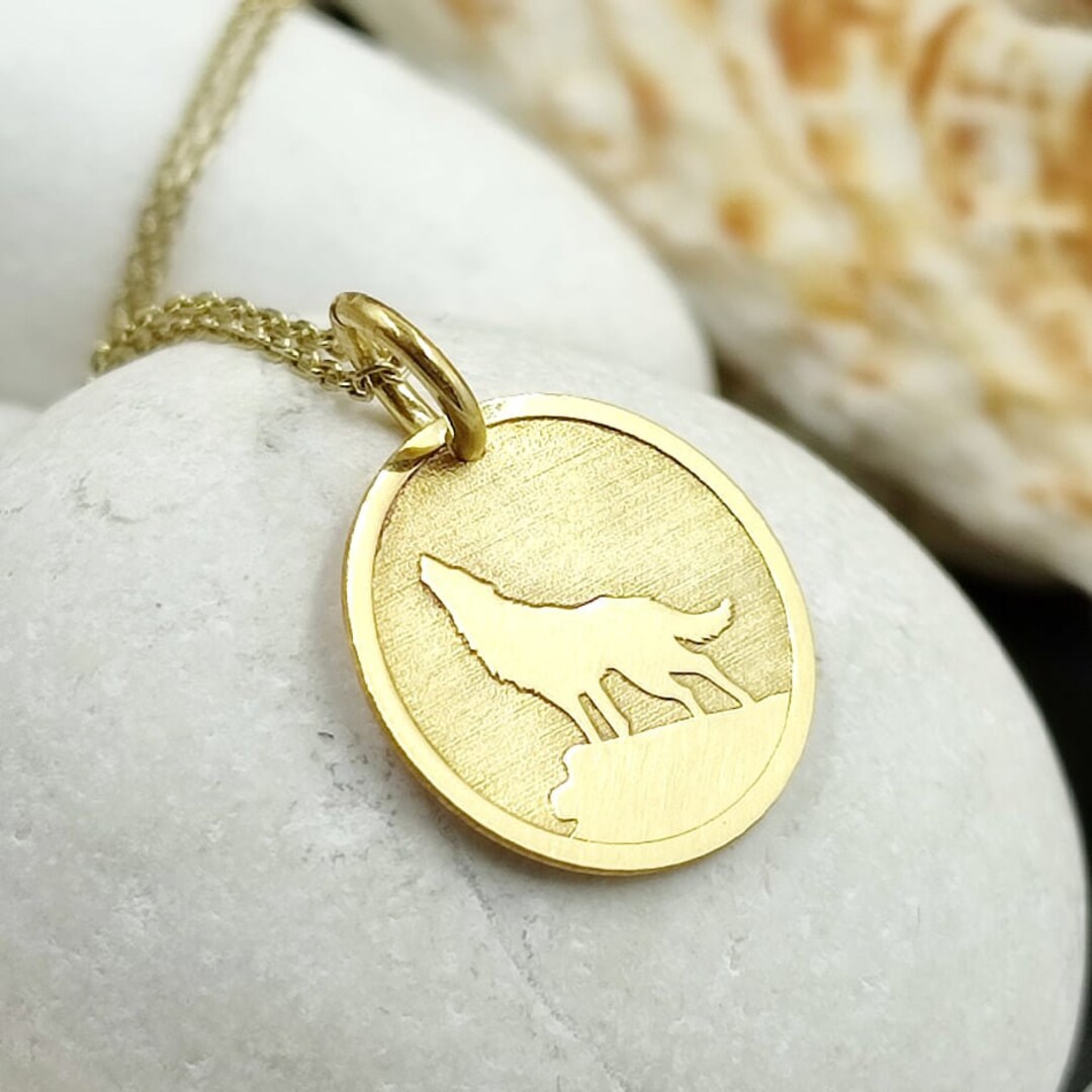 Dainty Wolf Necklace Solid Gold 14k,dainty Gold Necklace,night Necklace ...