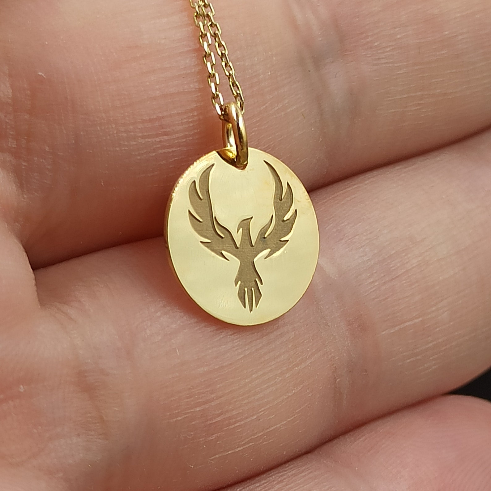 Phoenix Solid Gold 14k Necklace Personalized Phoenix Phoenix - Etsy
