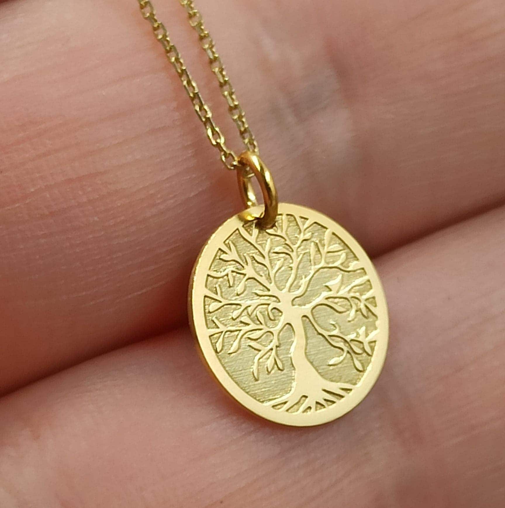 Tree of life solid gold 14kdainty tree of Lifenecklace for | Etsy