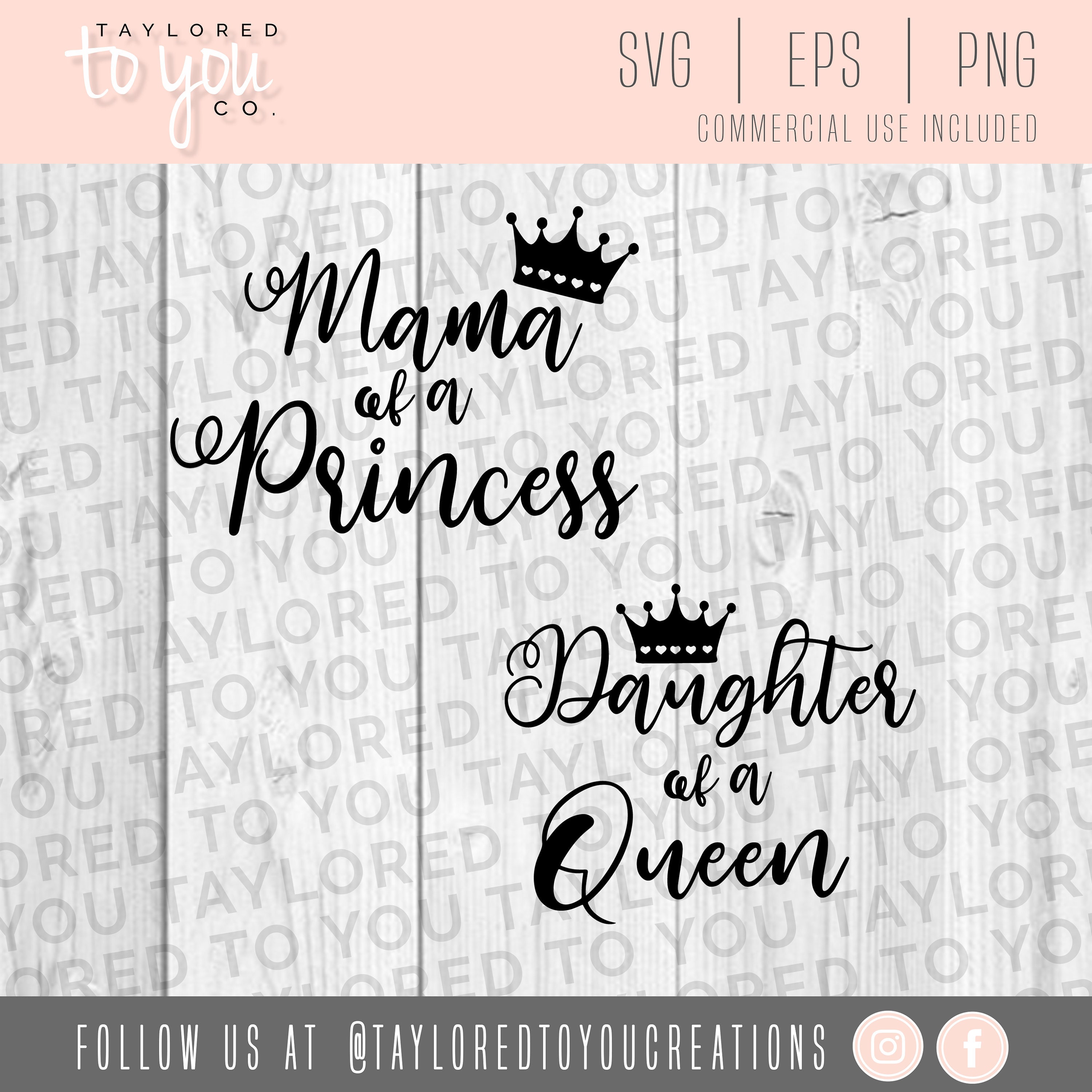 Mother Daughter SVG Mama Daughter Princess Queen Svg - Etsy