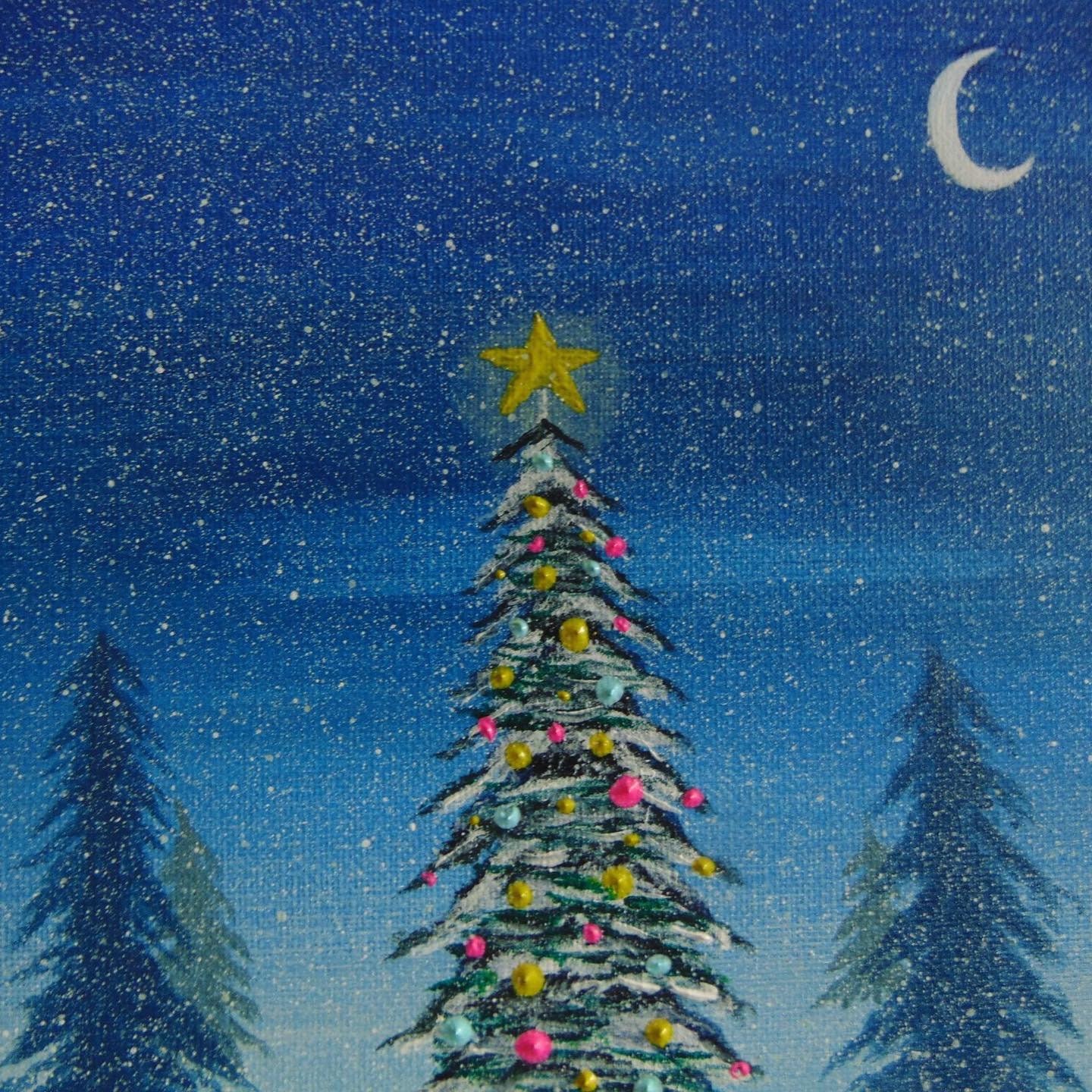 Festive Christmas Tree Forest Painting on Canvas! Hand Painted Acrylic ...