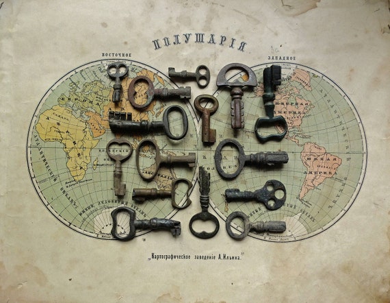 Antique Bronze Keys Small Vintage Keys Old Barrel Keys - Etsy