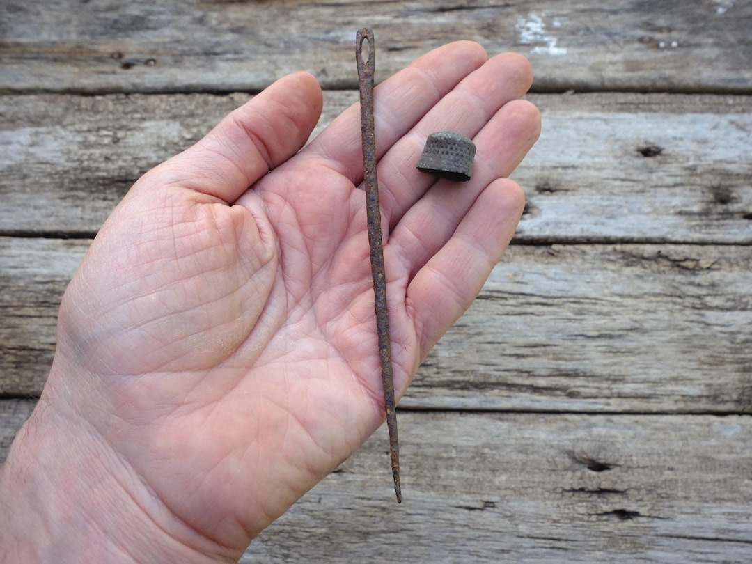 Original Medieval Large Sewing Needle and Thimble Set, Authentic ...