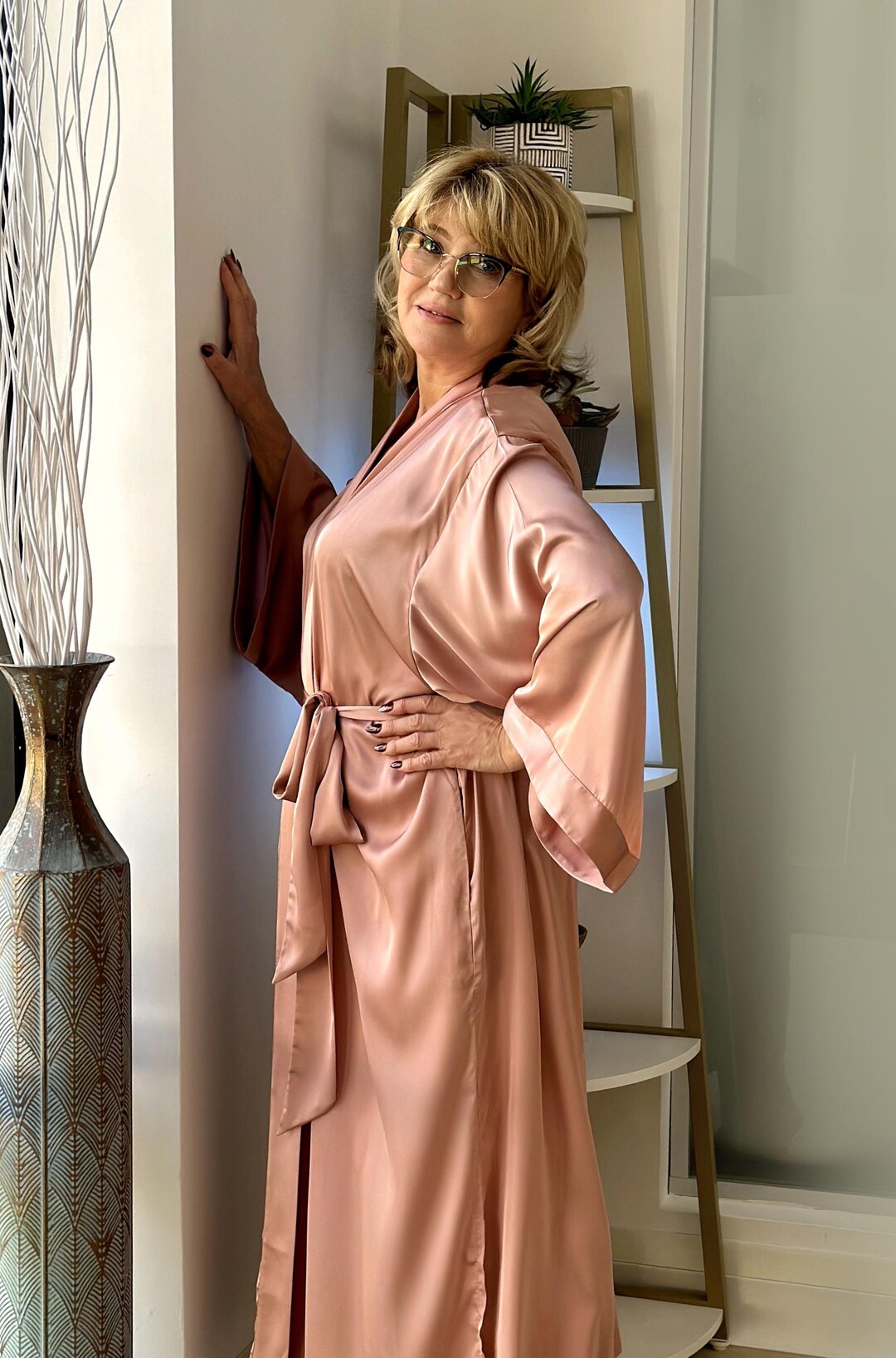 Luxurious Silk Satin Kimono Robe for Stylish Womenkimono Robe for Mom ...