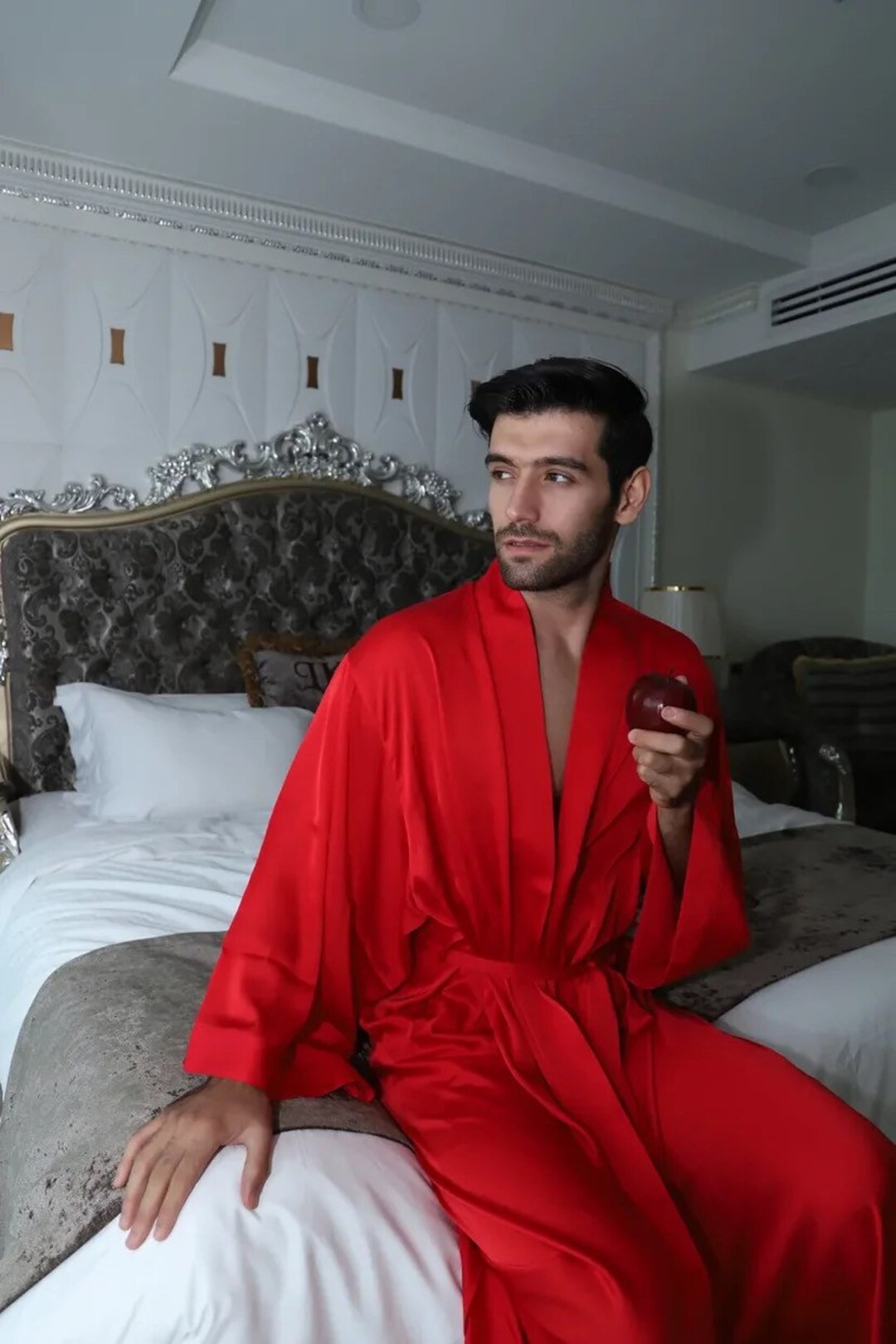 Men Silk Robe red Silk Robe Long L Long Men Silk Robe Long - Etsy