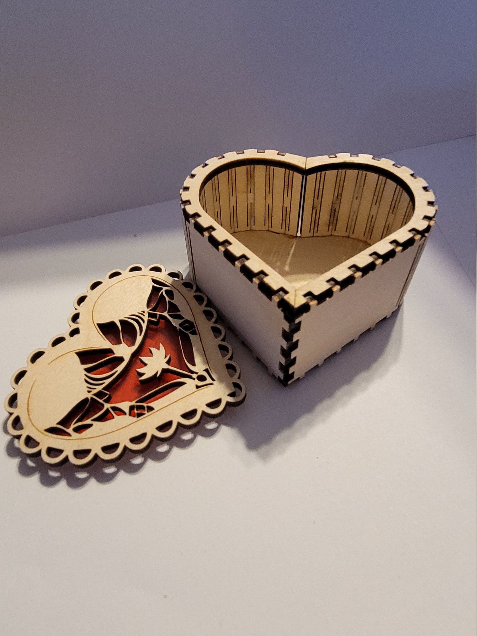 Laser Cut Heart Box with Resin Screen | Etsy