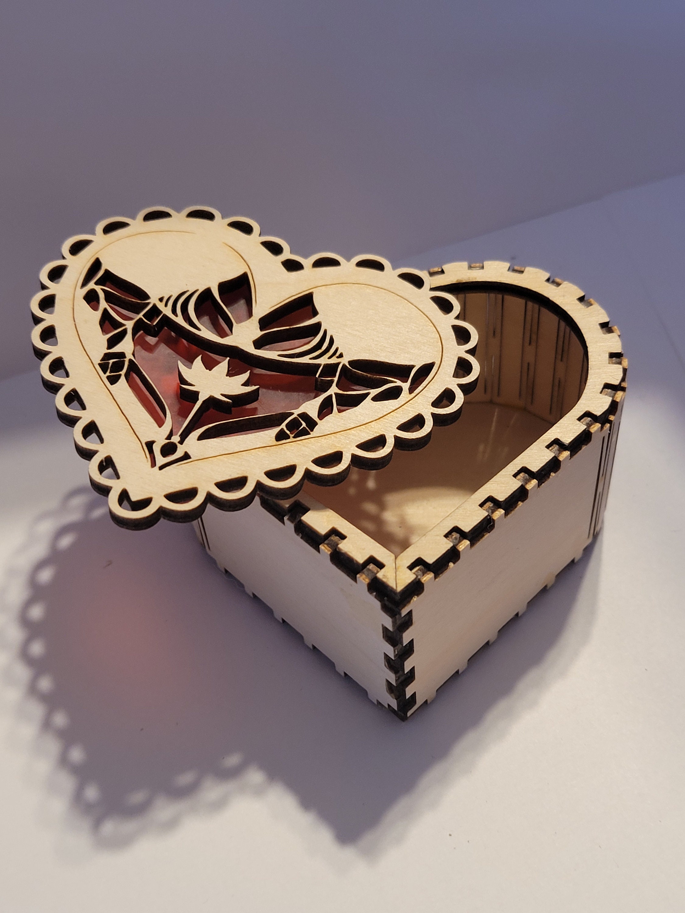 Laser Cut Heart Box with Resin Screen | Etsy