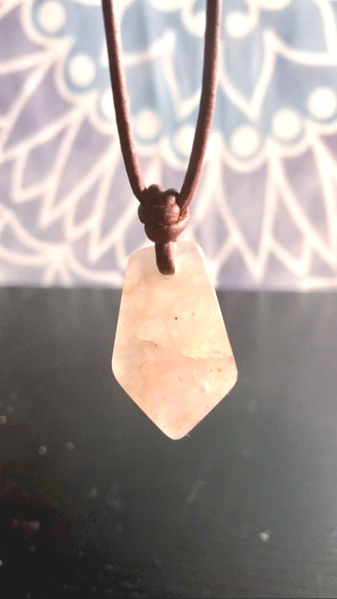 Strawberry Quartz Necklace: Texas Quartz & Hematite on Leather Cord - Etsy