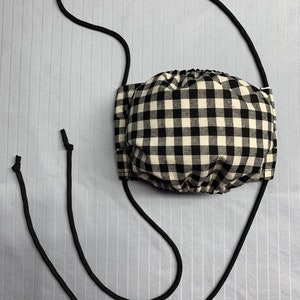 B&W Plaid Cloth Mask With Filter - Etsy