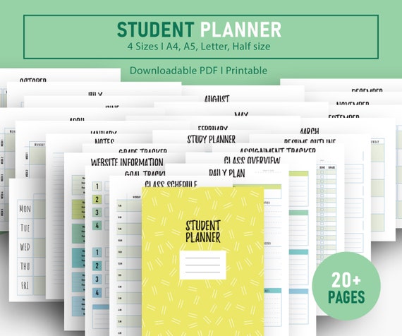 Student Planner Study Organizer College School Weekly Planner | Etsy
