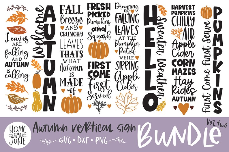 DIGITAL FILES Svg Dxf Png Autumn Vertical Sign SVG Bundle - Etsy