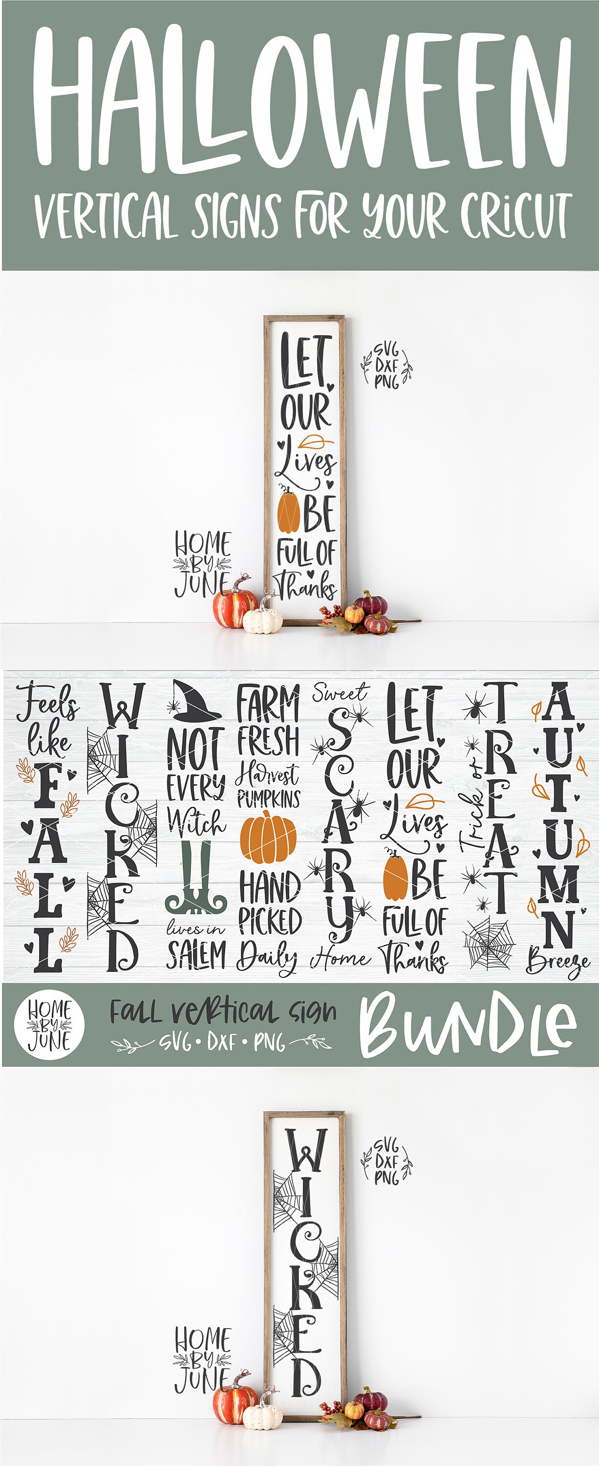 DIGITAL FILES - Svg, Dxf, Png Fall Vertical Sign Bundle, Autumn Decor ...