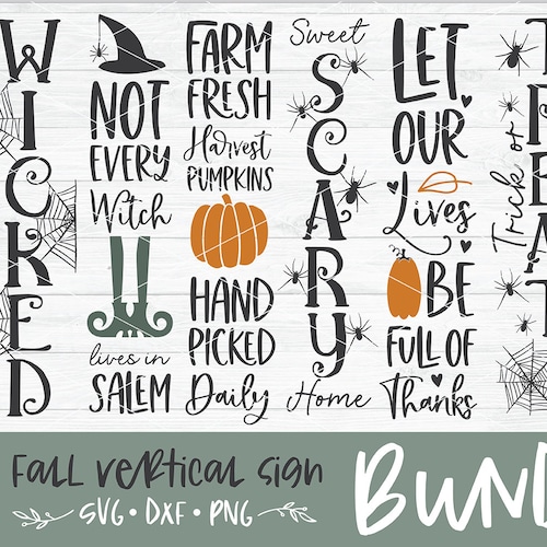 DIGITAL FILES Svg Dxf Png Fall Vertical Sign Bundle - Etsy