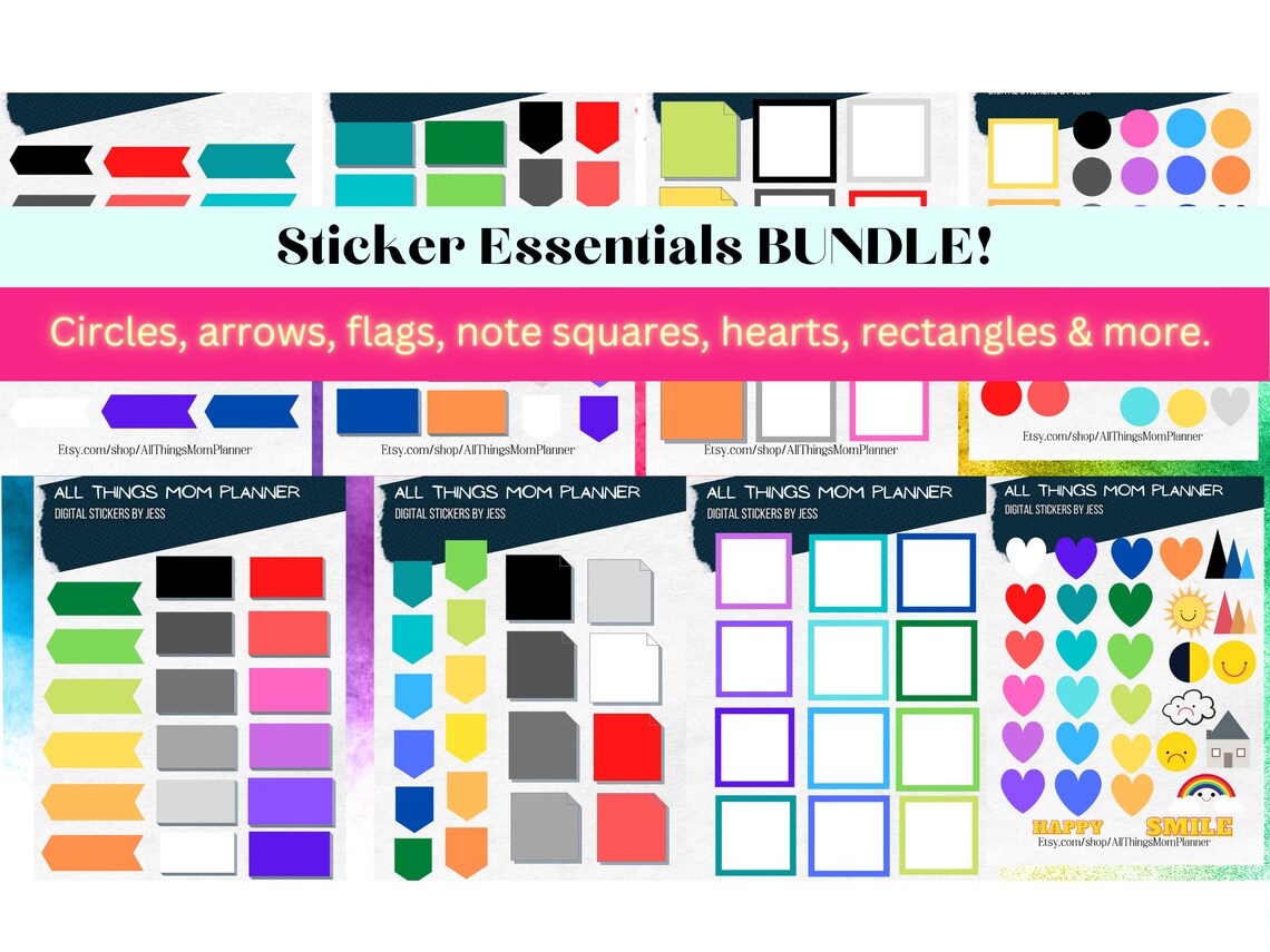 Goodnotes Essential Basic Shape Icon Stickers, Pre-cropped, Mom Digital ...