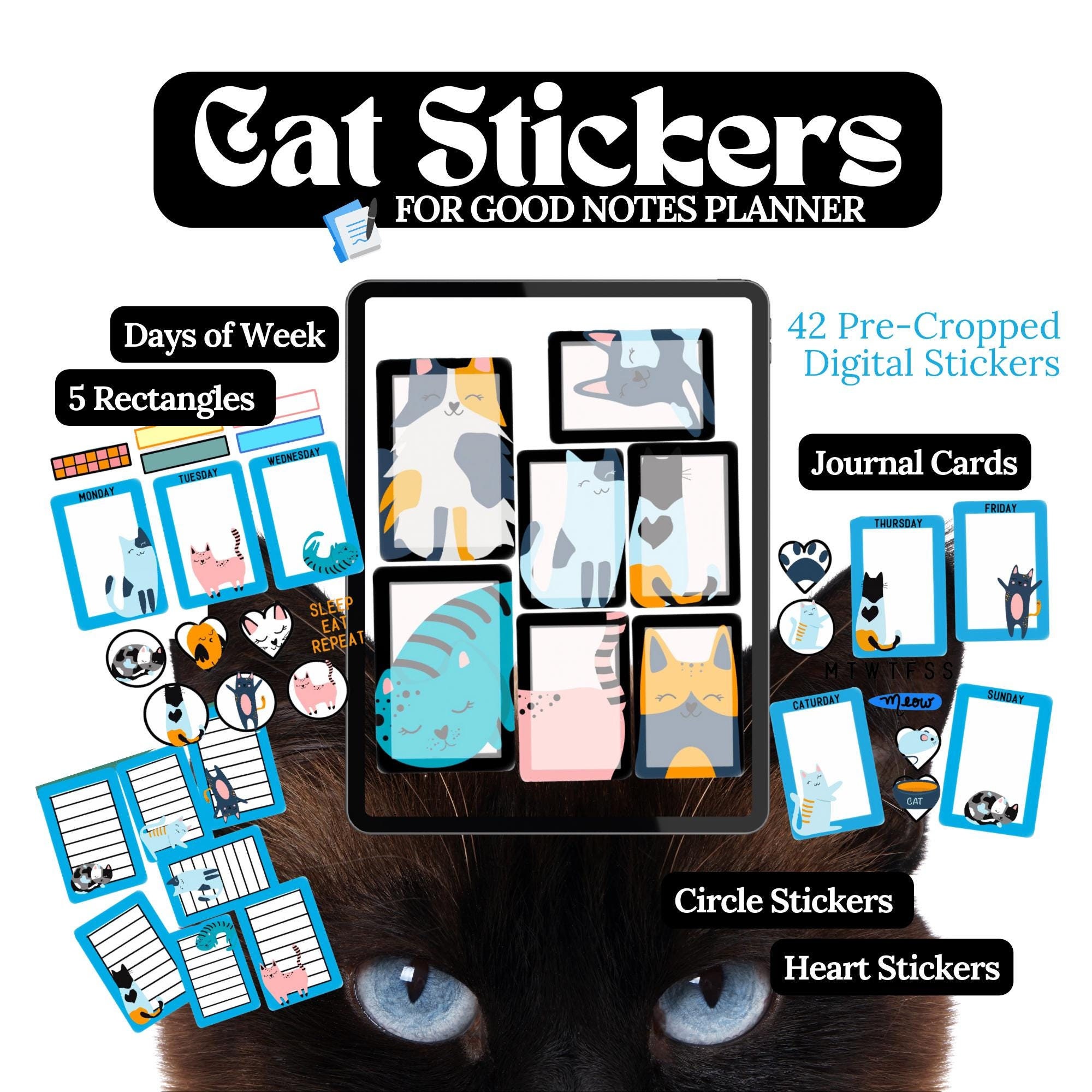 CAT Digital Stickers for Goodnotes Planner or CAT Bujo, Cat Planner ...