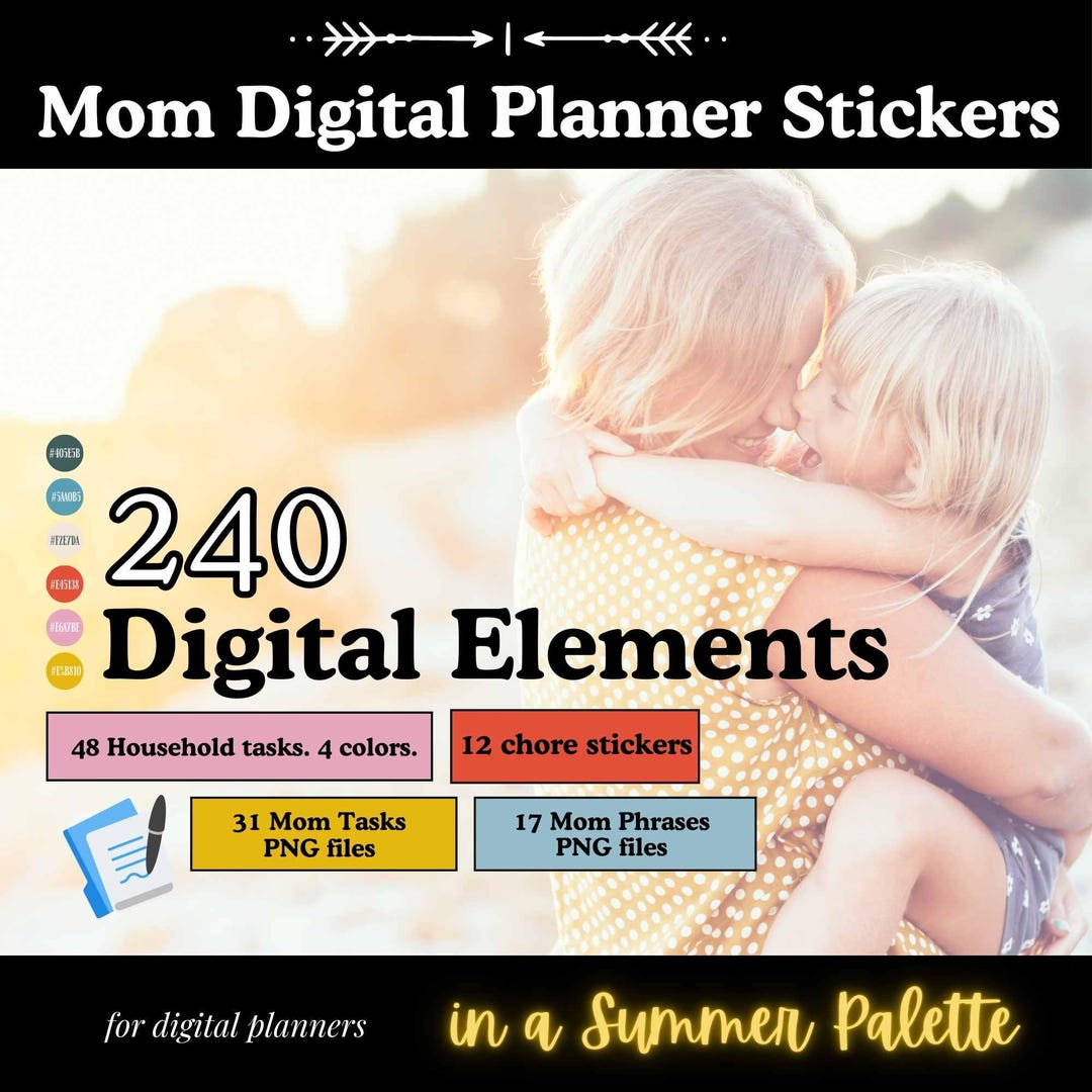 Mom Digital Planner Stickers for Goodnotes, Mother Pre-cropped Digital ...
