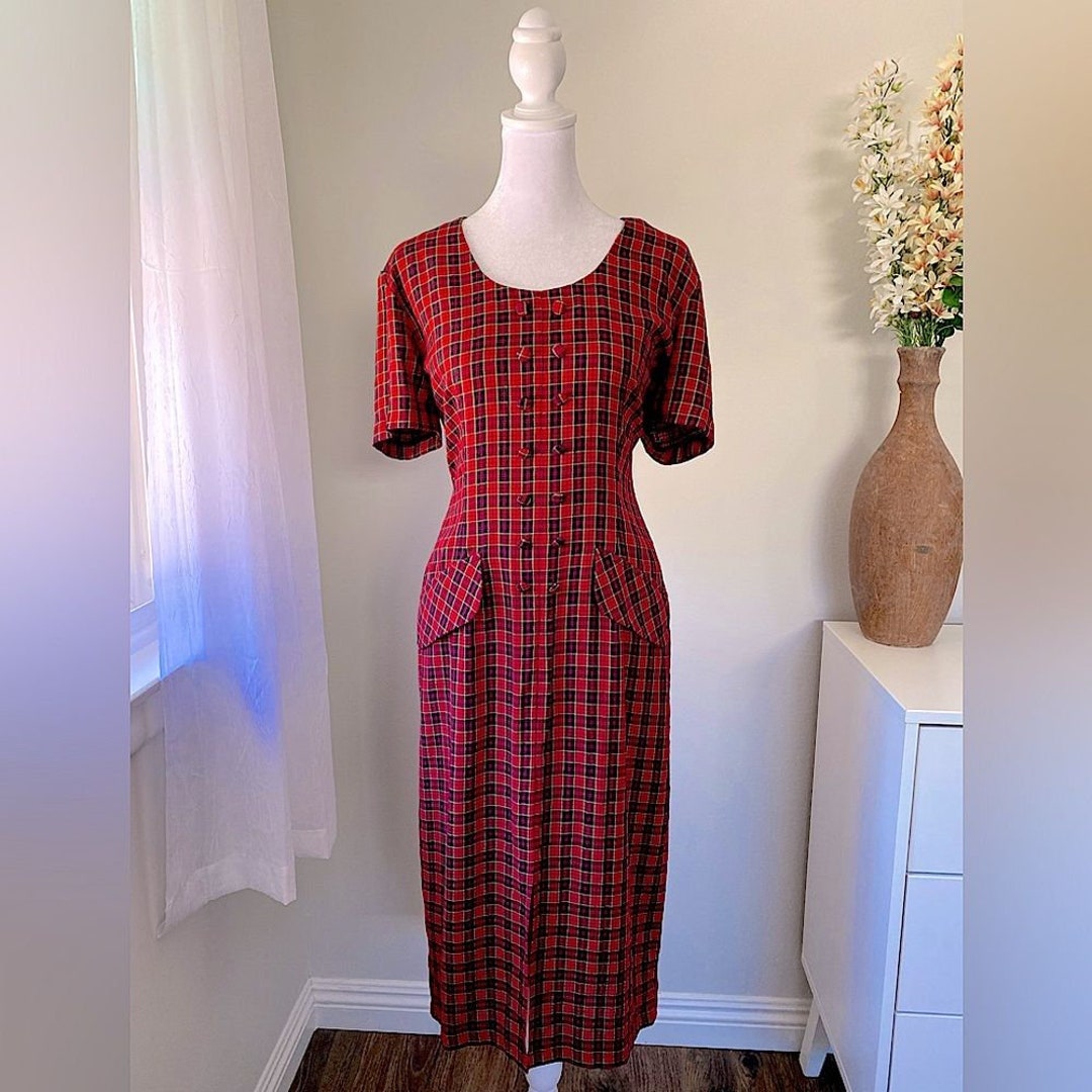 Vintage 90s Plaid Dress - Etsy
