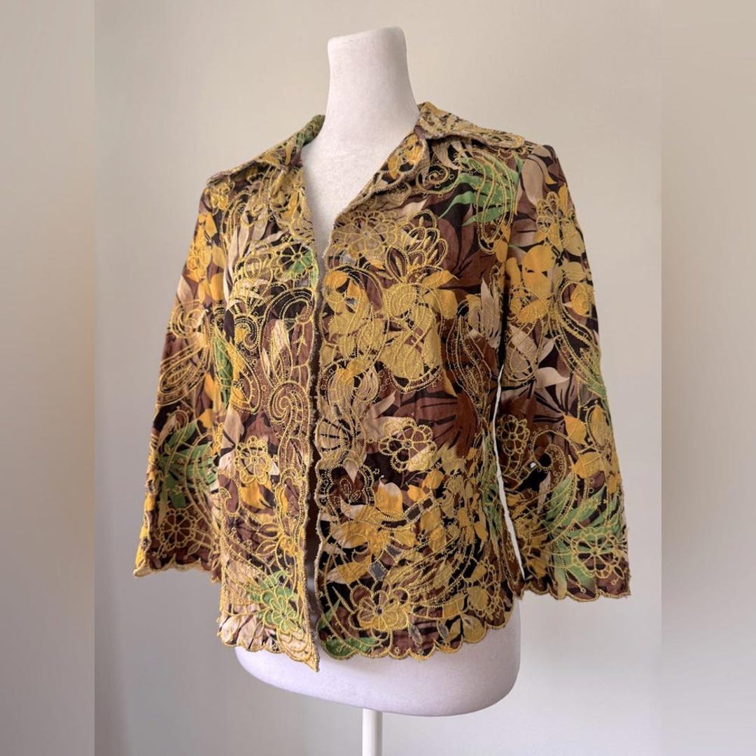 Vintage Y2K Trenz by Theresa Renz Floral Embroidered 3/4 Sleeve Jacket - Etsy