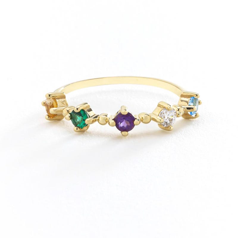 Gold Birthstone Ring - Etsy