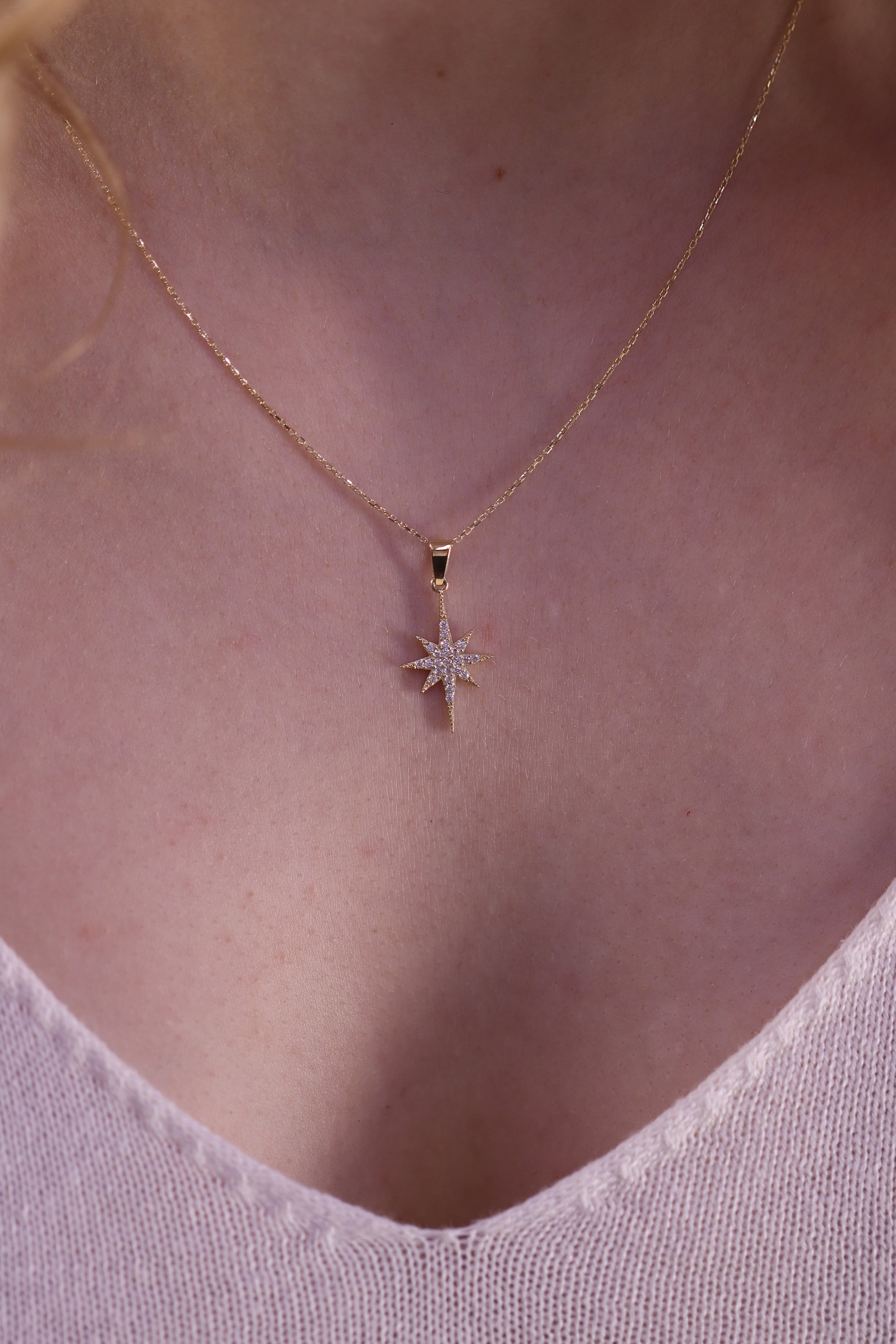 14k 18k Gold North Star Necklace / Handmade North Star | Etsy