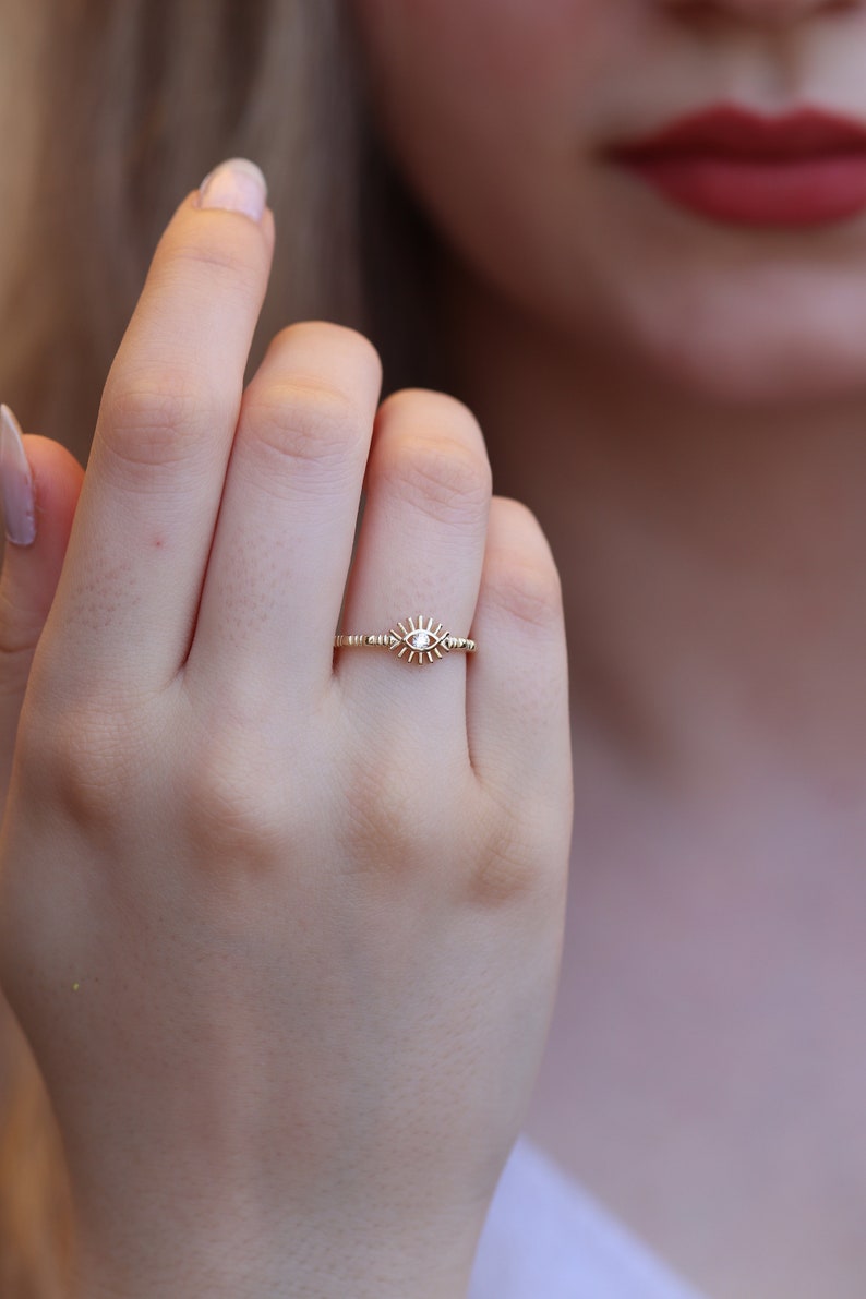 10k 14k 18k Gold Diamond Eye Ring / Handmade Diamond Eye Ring - Etsy