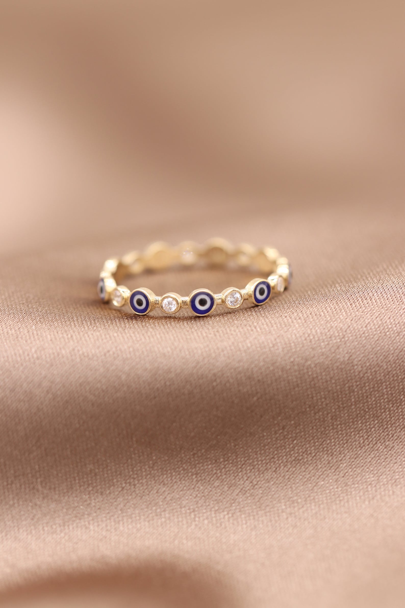 Diamond Gold Evil Eye Ring / Handmade Gold Evil Eye Ring / 14k - Etsy