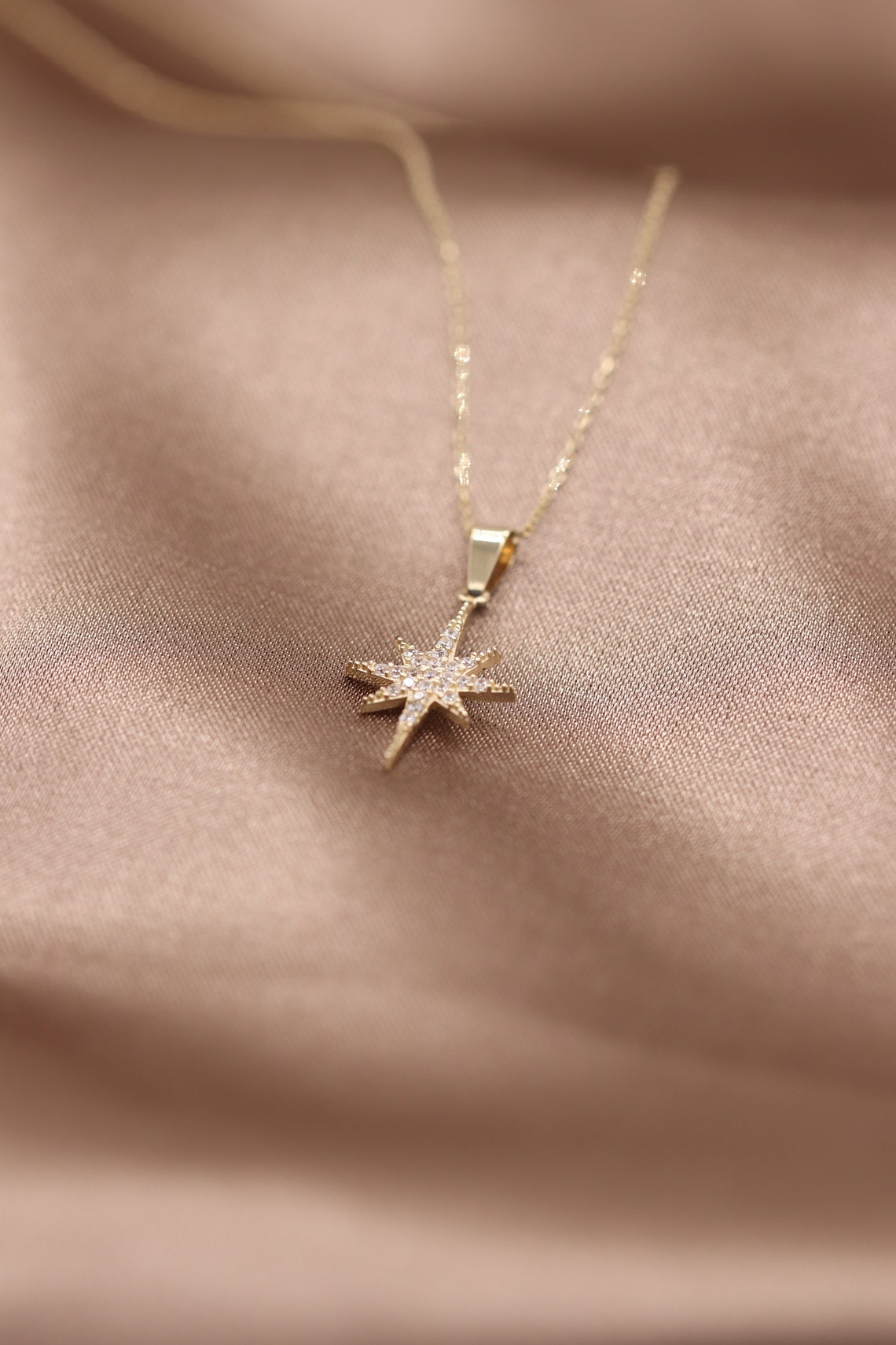 14k 18k Gold North Star Necklace / Handmade North Star - Etsy