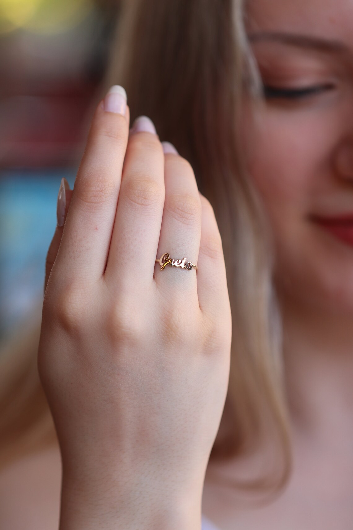 Gold Name Ring / Handmade Gold Name Ring / Gold Personalized - Etsy