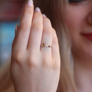 Gold Name Ring / Handmade Gold Name Ring / Gold Personalized Ring ...