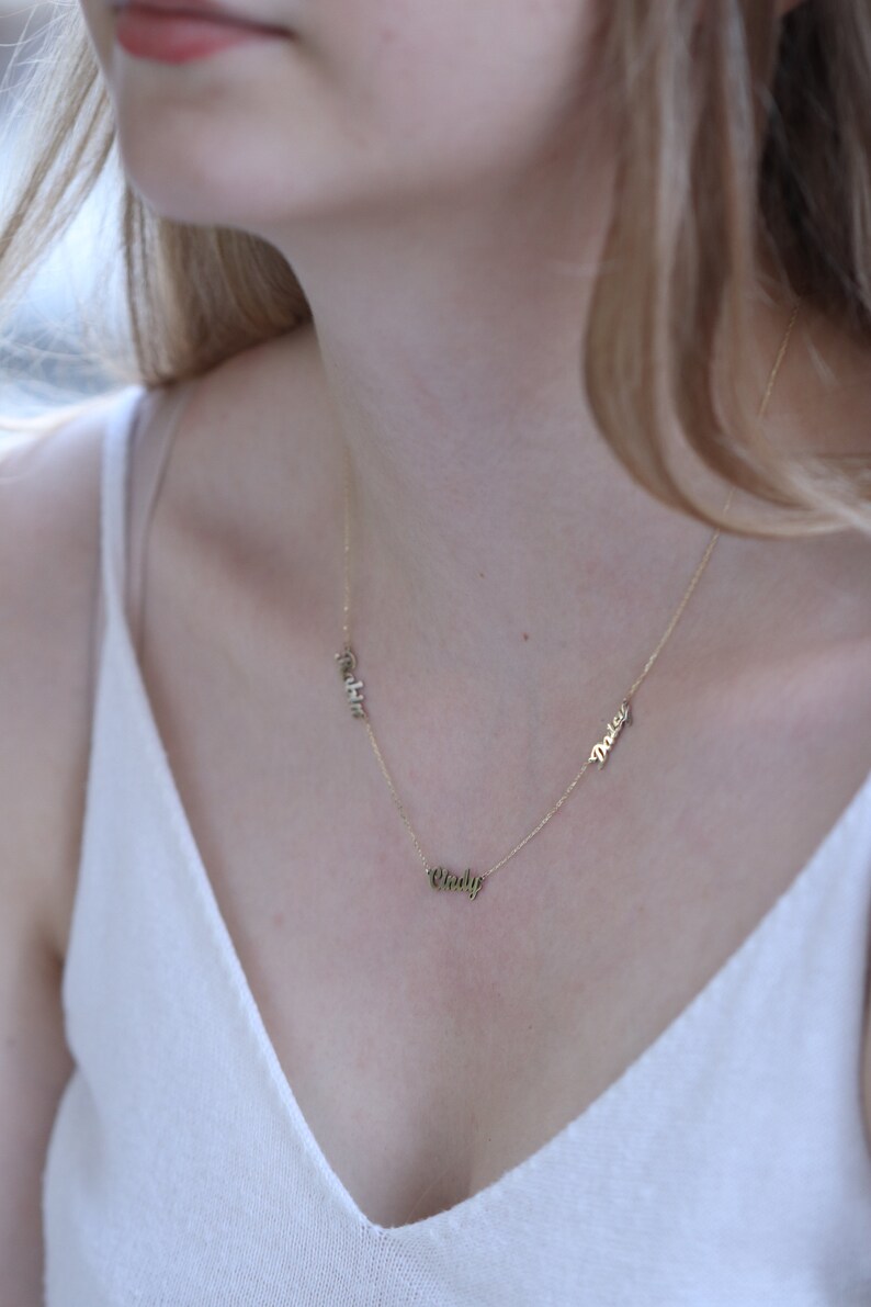 14k Gold Names Necklace / Handmade Gold Names / Personalized - Etsy