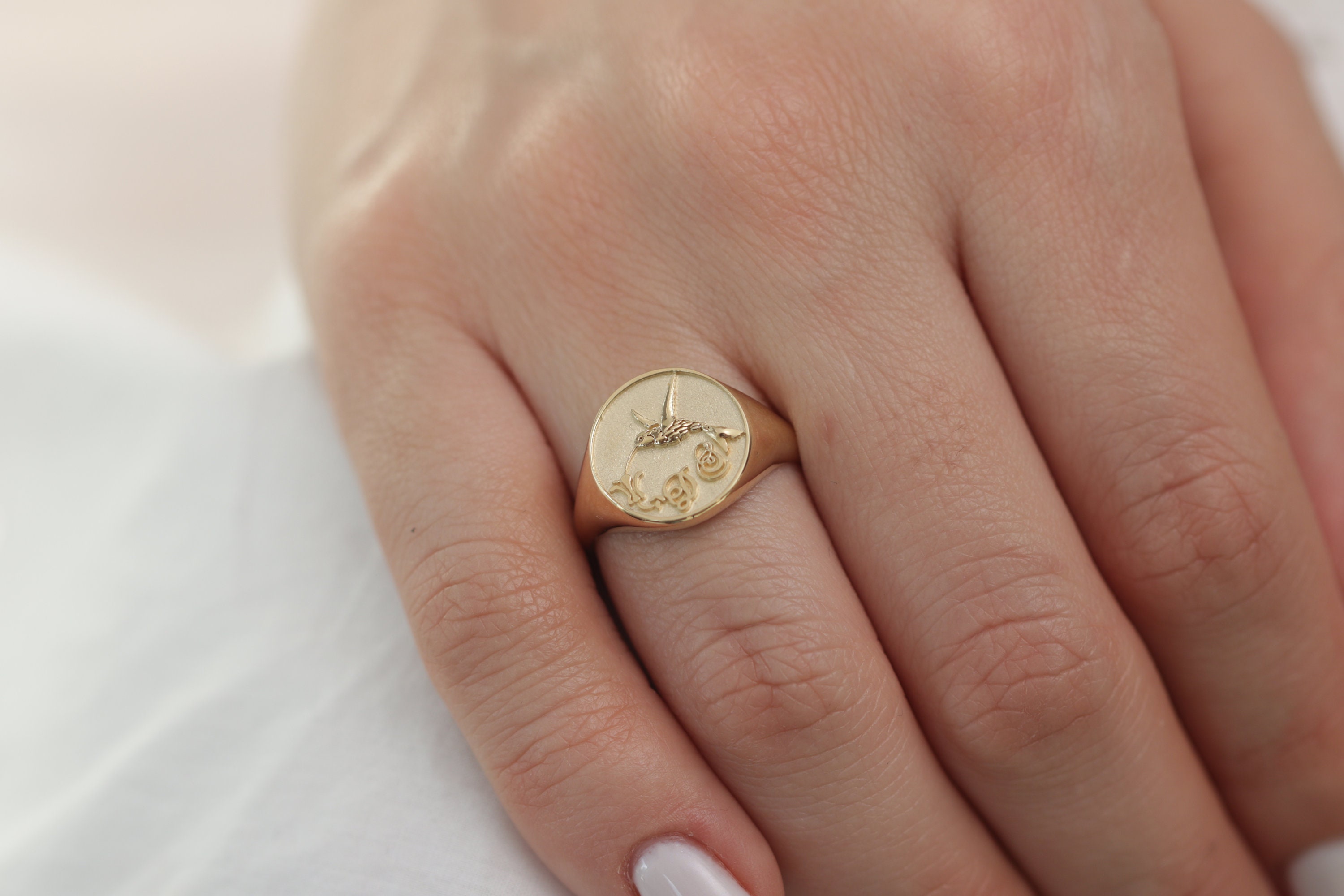 10k 14k & 18k Gold 3D Engraved Signet Ring / Custom Design Signet Ring ...