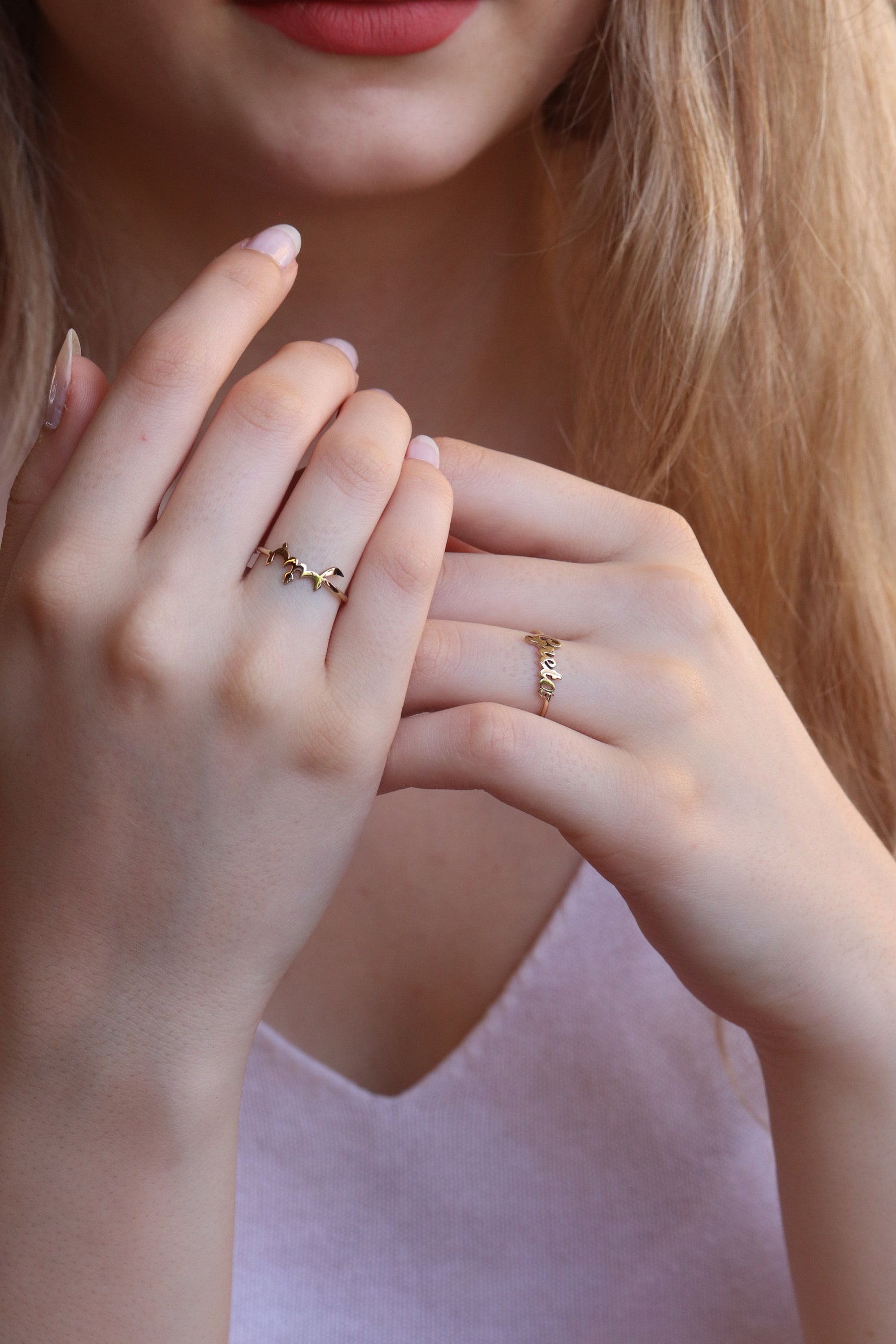Gold Name Ring / Handmade Gold Name Ring / Gold Personalized - Etsy