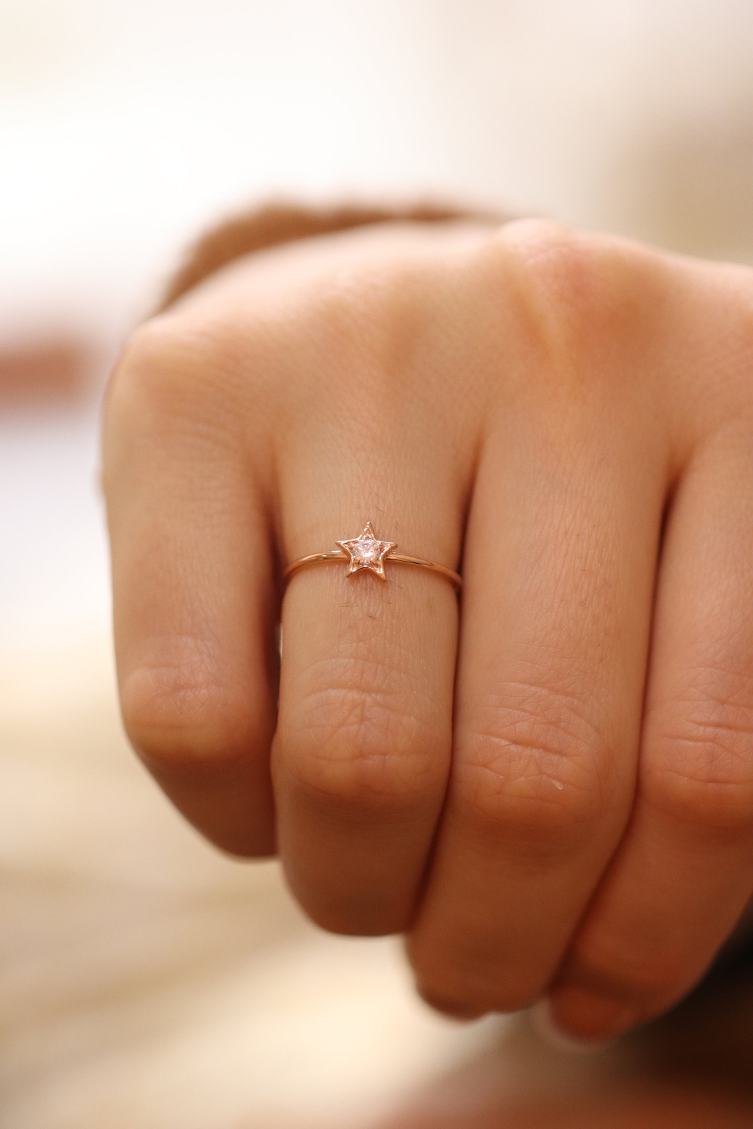 Gold Star Diamond Ring / Handmade Star Diamond Ring / 14k & 18k Star ...