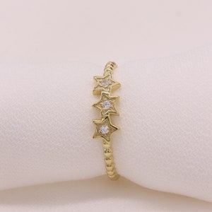 Gold Diamond Star Ring / Handmade Diamond Star Ring / 14k & 18k Star ...