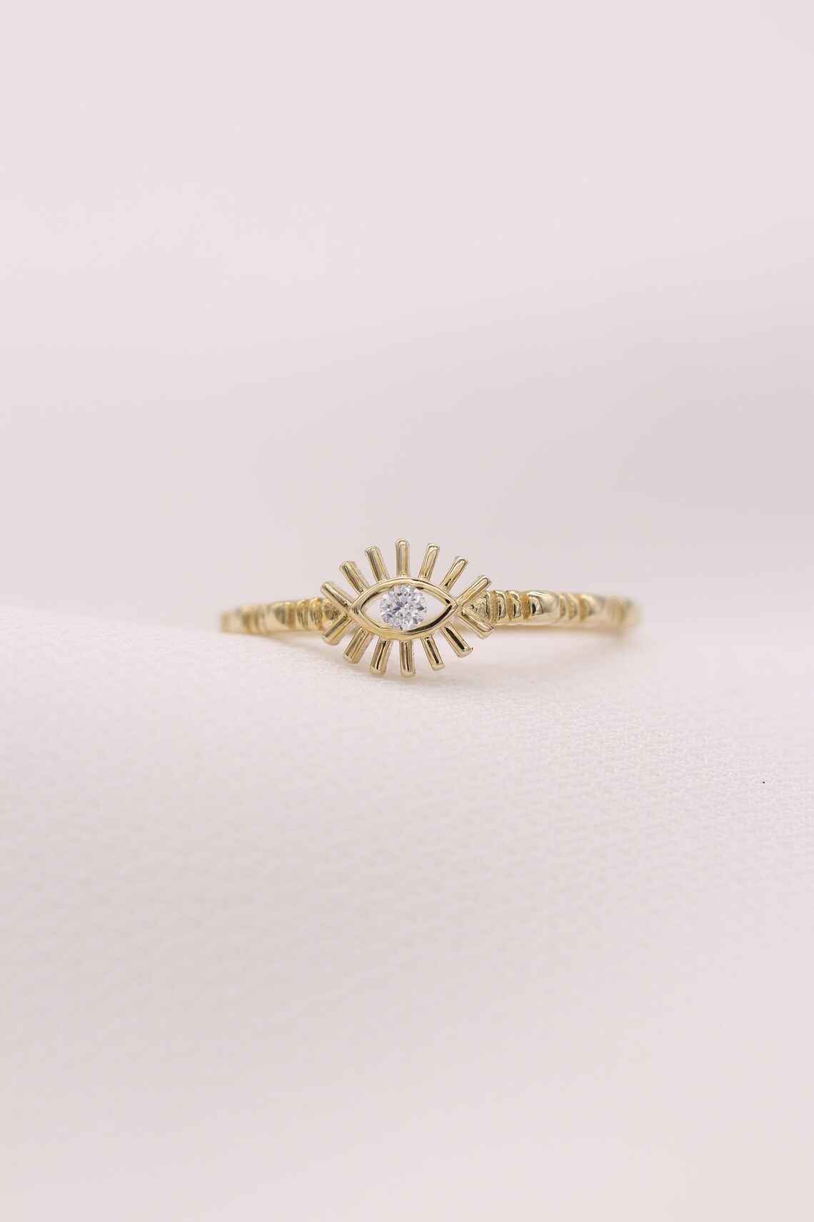 10k 14k 18k Gold Diamond Eye Ring / Handmade Diamond Eye Ring - Etsy