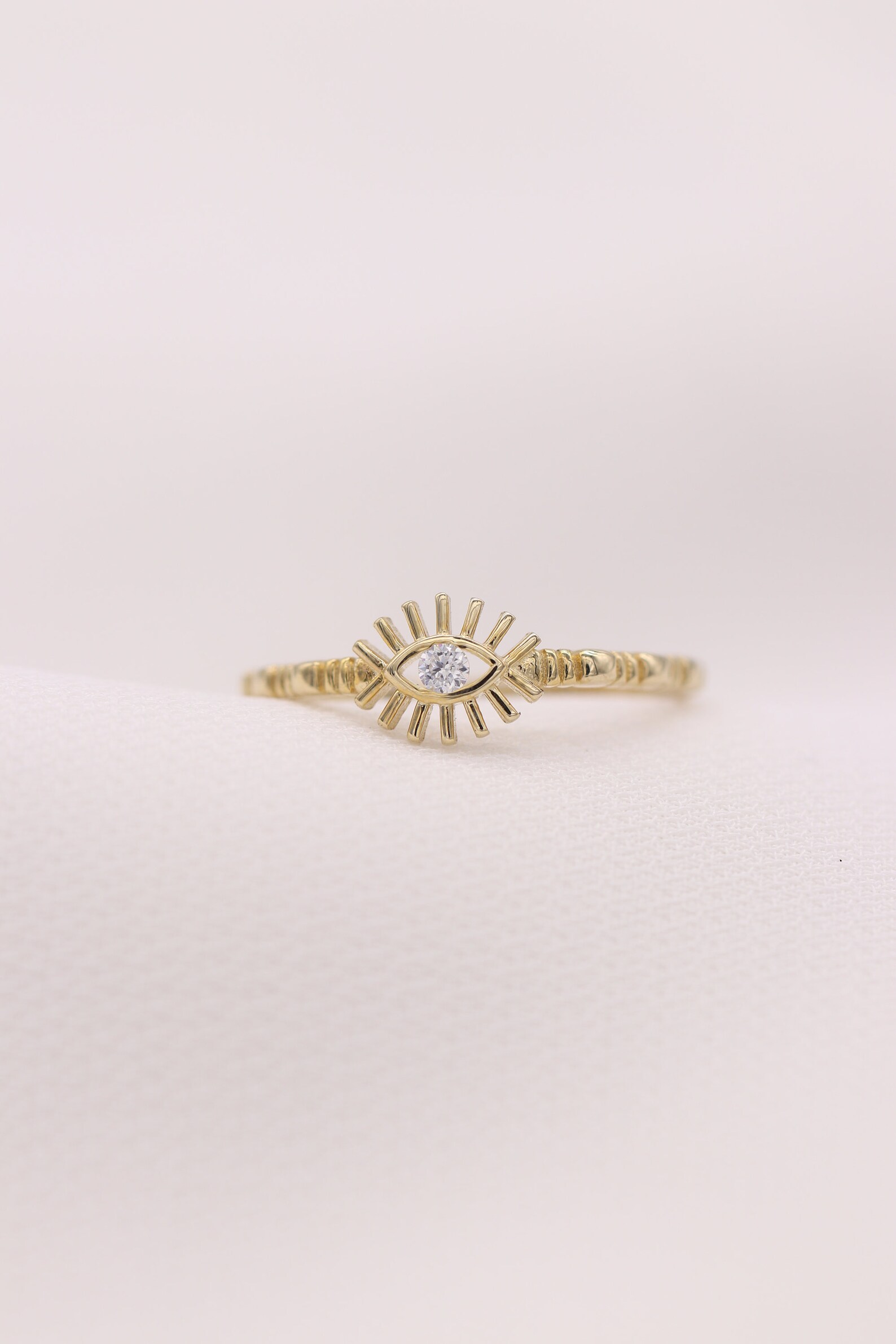 10k 14k 18k Gold Diamond Eye Ring / Handmade Diamond Eye Ring - Etsy